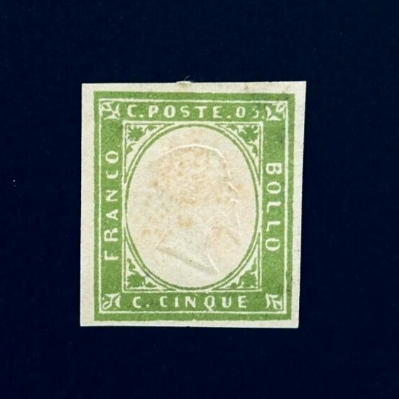 SARDINIA PIEDMONT STAMP 1863 Vittorio Emanuele II Imperf OG MH r23 £7. ...