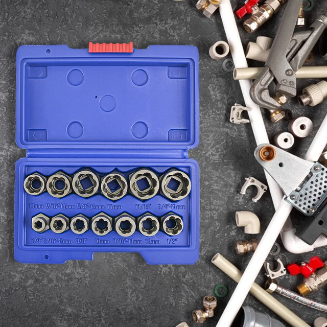 13 PCS STRIPPED Bolt Extractor Set Extraction Socket Set Bolt Nut ...