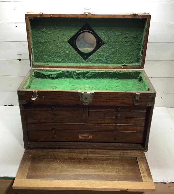 RARE ANTIQUE SCHARTOW Iron Products Co. Machinist Tool Box / Chest Felt ...