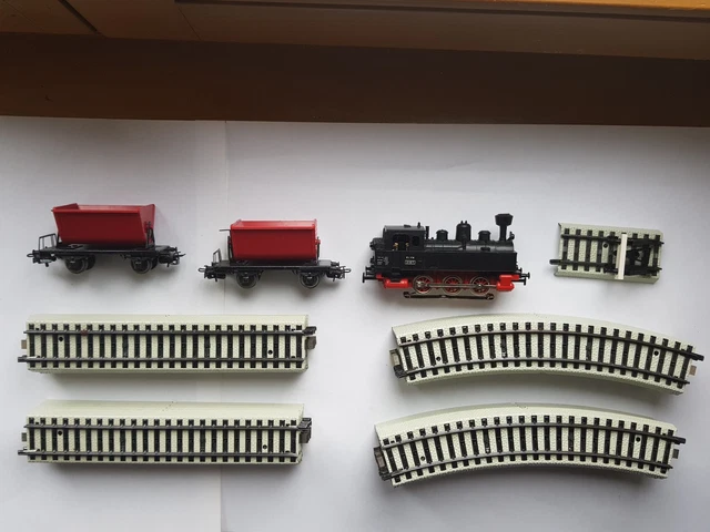 MÄRKLIN 3197 H0 Tender Dampflokomotive +4513 Kippwagen 2 Mal + Gleise ...