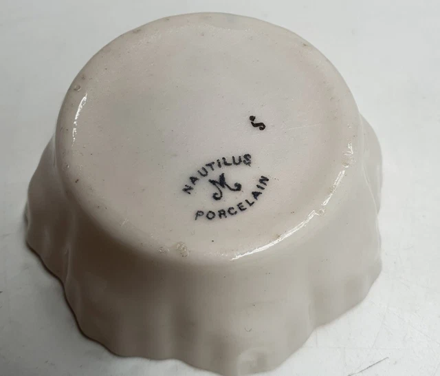 ANTIQUE POSSIL POTTERY Nautilus Crested China Elie Dish c1896-1911 Made ...