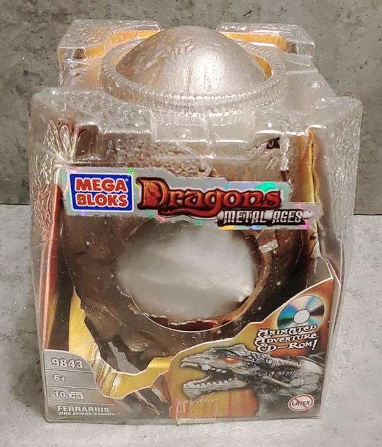 MEGA BLOKS METAL AGES DRAGONS 9843 FERRARIUS Iron Armor Dragon Boxed ...