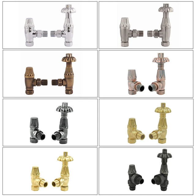 TRADITIONAL WESTMINSTER THERMOSTATIC TRV Antique Angled Radiator Rad ...