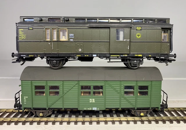 2X SACHSENMODELLE GERMAN DRG 4 Wheeled Coaches In Green - HO Scale 1:87 ...