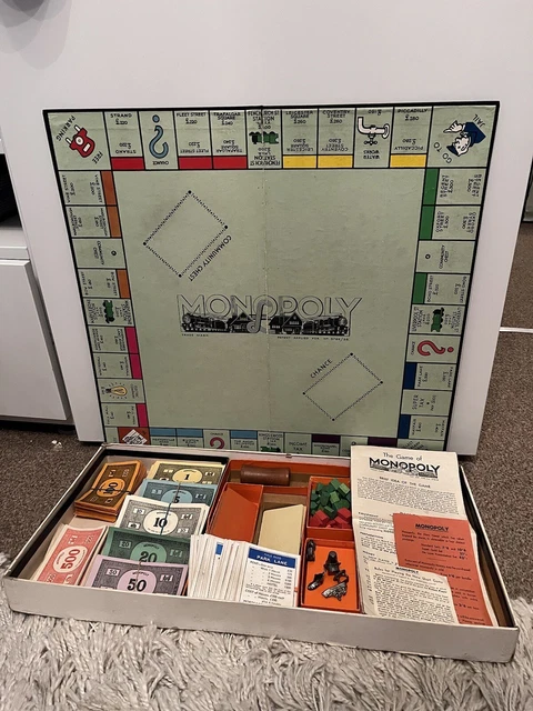 VINTAGE MONOPOLY BOXED Game Set Complete 1940s Card Tokens Pat No 3796 ...