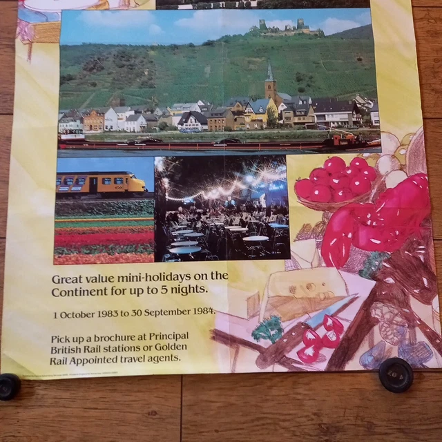 RARE 1980S BRITISH RAILWAYS POSTER, GOLDEN RAIL 'GREAT LITTLE ESCAPES ...