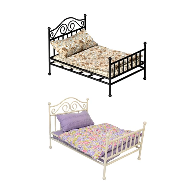 LIT DE POUPÉE Miniature, meubles de maison de poupée, ornement, accessoires EUR 41,12 - PicClick FR