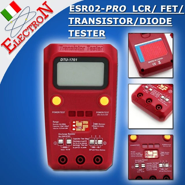 TESTER UNIVERSALE ESR02 Diodi Transistors Mosfet Fet LCR ESR ...