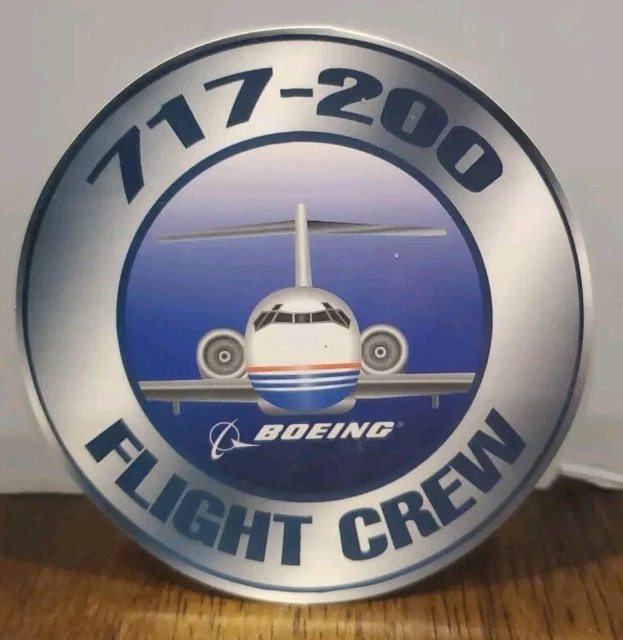 VINTAGE BOEING 717-200 Sticker Decal 4in Diameter Round Flight Crew ...