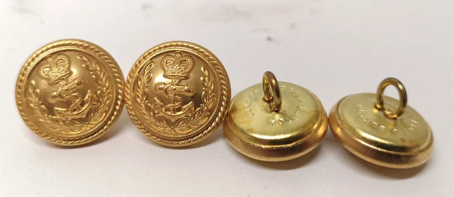 BRITISH ROYAL NAVY Flag Officers Anchor Queen's Crown Laurel Buttons ...