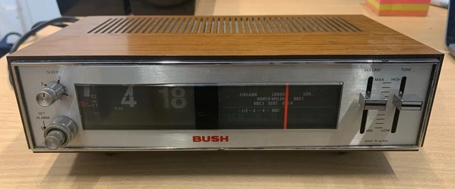VINTAGE TEAK BUSH Classic Flip Clock Radio Working MW VHF £20.00 ...