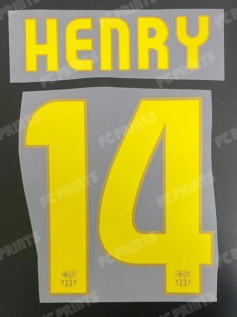 HENRY BARCELONA 2007-2010 Home Nameset Iron On Football Name And Number ...
