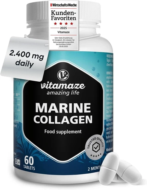HYDROLYZED MARINE COLLAGEN 2400mg (60 Tablets) with Ovoderm Eggshell ...
