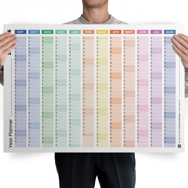 2025-2026 MID-YEAR CALENDAR Academic Wall Chart Planner Uni School Home ...