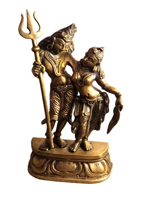 EXOTIC LORD SHIVA Holding Trishul (Trident) & Parvati Brass Statue ...
