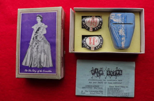 VINTAGE ELIZABETH II Coronation Boxed Viewer Film Stips . Complete And ...