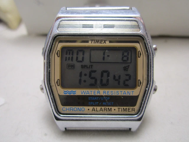 TIMEX MEN'S VINTAGE Chrono Alarm Timer Digital Watch Works Fine. $28.00 ...