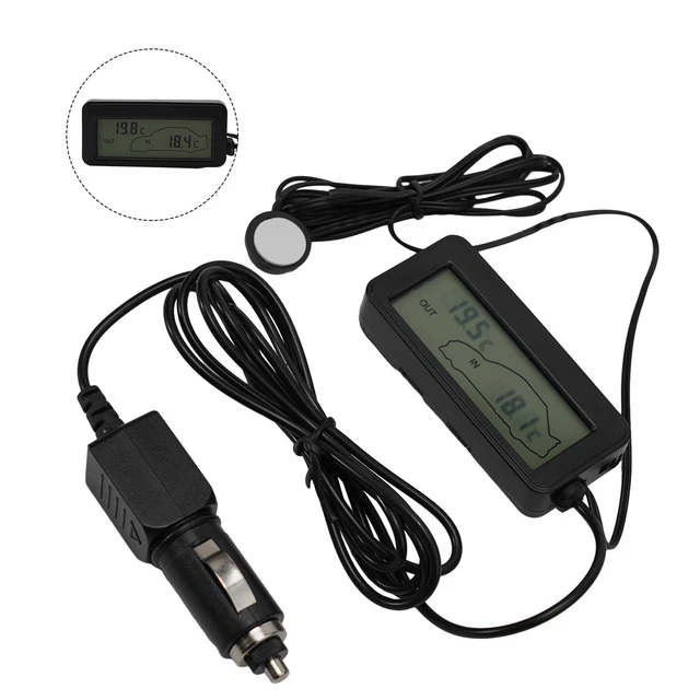 CAR LCD DIGITAL Display Thermometer 12V Vehicles Inside & Outside Temp ...