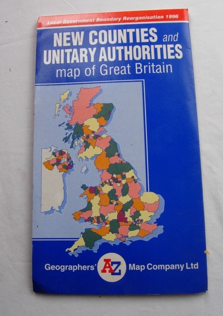 NEW COUNTIES AND Unitary Authorities map of Great Britain 1996 ...