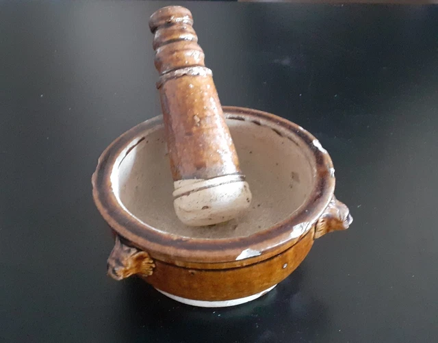ANCIEN MORTIER ET Pilon Apothicaire 19Eme Terre Cuite Grès EUR 30,00 ...