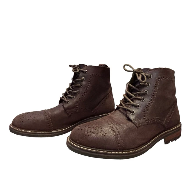 HAWKINGS MCGILL BROWN Suede Lug Sole Key Cleat Perforated Boots Men's ...