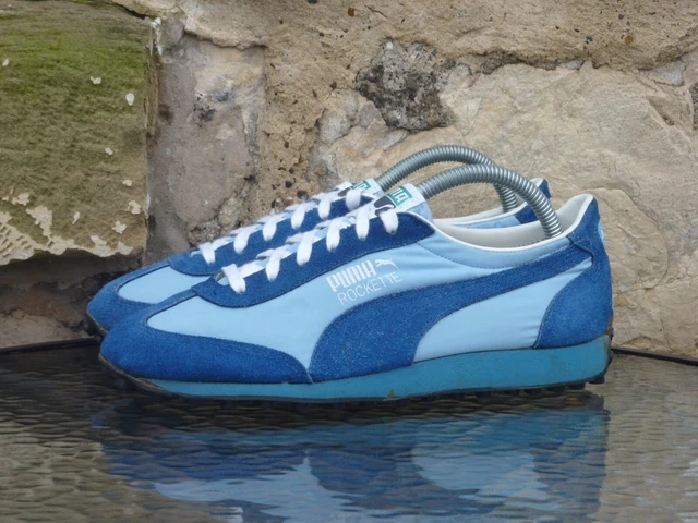 VINTAGE 1980S PUMA Rockette UK7 Made In Taiwan OG Blue White Rare ...