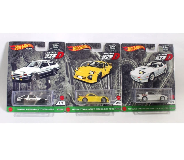 INITIAL D 3 Set- Toyota AE86, Mazda RX7 FD3S and FC3S - Hot Wheels ...