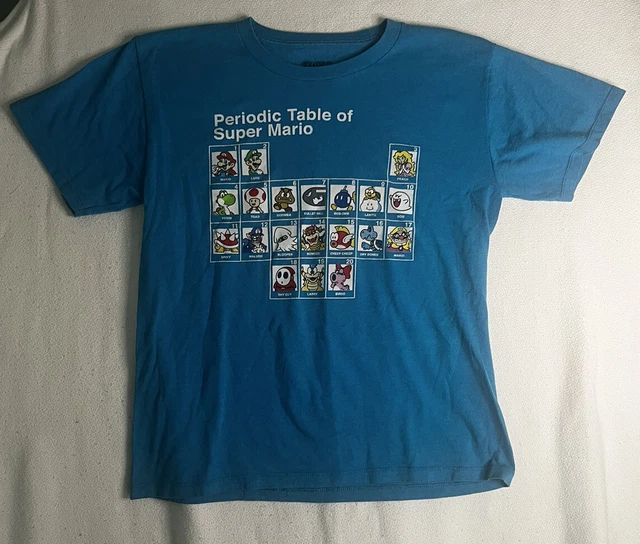 NINTENDO SUPER MARIO Periodic Table Graphic Blue T-Shirt Youth XL £6.38 ...