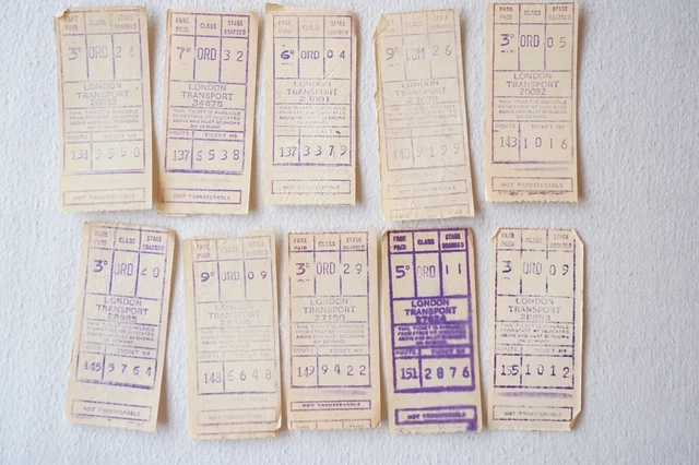 LONDON TRANSPORT GIBSON Machine Bus Tram Ticket x10 Ref M £14.99 ...