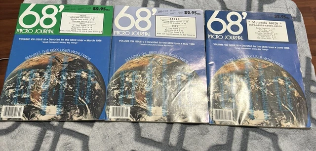 VINTAGE 68' MICRO Journal For 68xx User March May June 1986 Computer ...