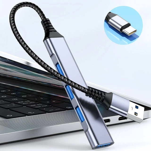 4 PORTS TYPE-C Expansion Dock Data Transfer USB 3.0 Splitter Laptop PC ...