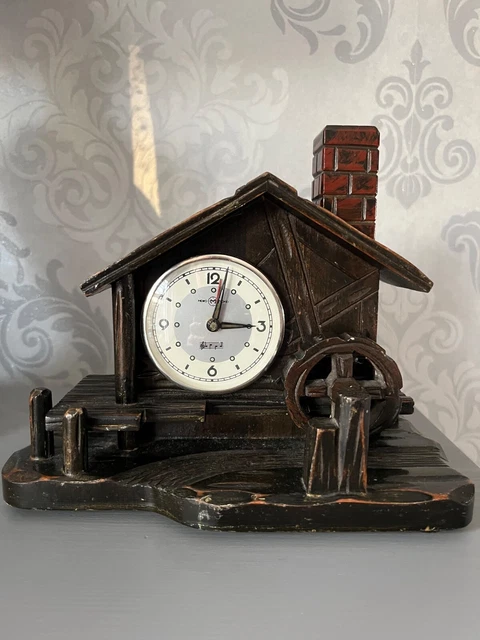RARE VINTAGE MEIKO Tokei Water Wheel Musical Windup Wood Clock Japan! £ ...