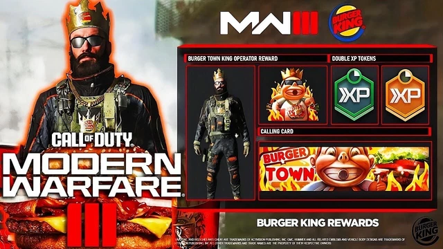 BURGER KING TOWN Operator Skin Call of Duty Modern Warfare 3 MW3+2XP (2 ...