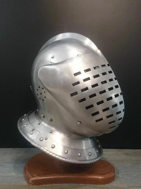 HAND-FORGED MEDIEVAL GREAT Bascinet Helmet ~ sca~jousting~helm~knight ...