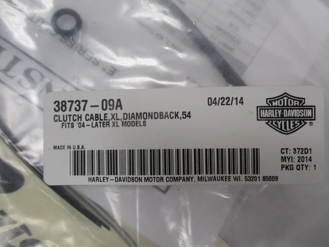 HARLEY DAVIDSON GENUINE NOS Diamondback XL Sportster Clutch Cable 38737 ...