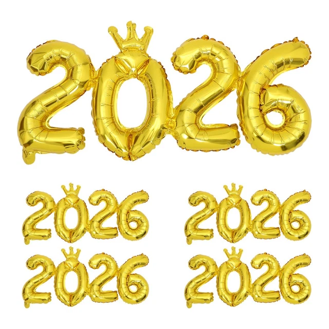 5 SETS 2026 Balloons: Crown 2026 Aluminum Foil Balloon Set – Shiny Numeric £12.68 - PicClick UK