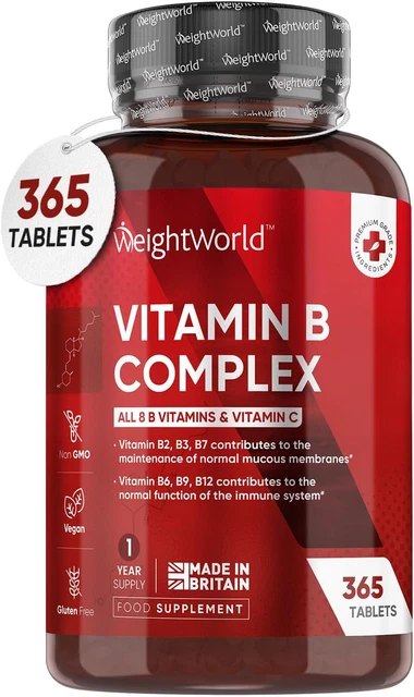 VITAMIN B COMPLEX High Strength - 365 Vegan Tablets (1 Year Supply ...