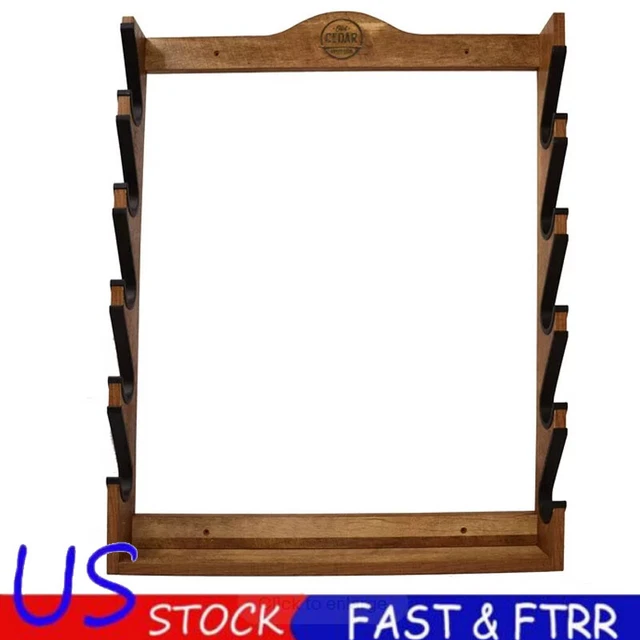 WOOD DISTRESSED 5 Gun Wall Mount Rack Rifle Shotgun Gun Storage Display ...