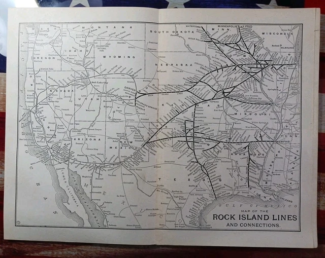 1910 TRAIN ROUTE Map ROCK ISLAND LINES all Railroad Stations ...