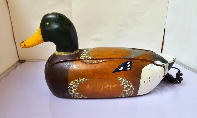 TELEMANIA WOODEN MALLARD Duck Decoy Corded Landline Phone Quacker ...
