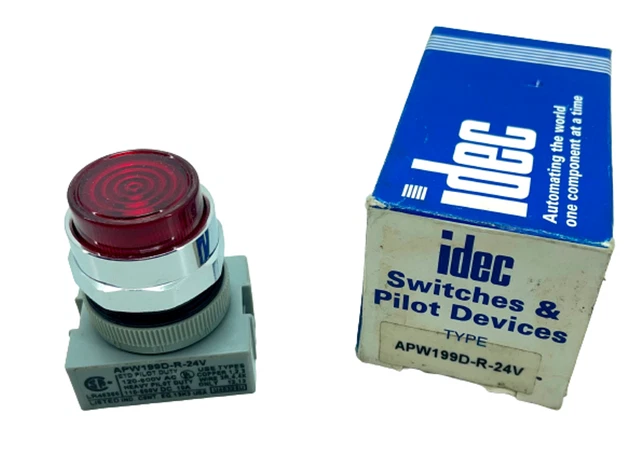 IDEC APW199D-R-24V PILOT/FLUSH/LED/24V/RED Light 22mm Lens Panel Mount ...