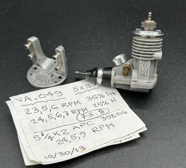 VA .049 MK I Model Airplane Engine with Tatone T-D Engine mount RC Glow ...
