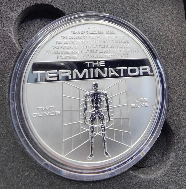2 OZ TERMINATOR T-800 999 Silver Round Reverse Proof Finish - Rare ...