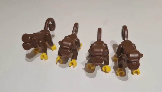 4 LEGO BROWN Monkey Minifigure Yellow Hands/Feet Vintage Retired ...