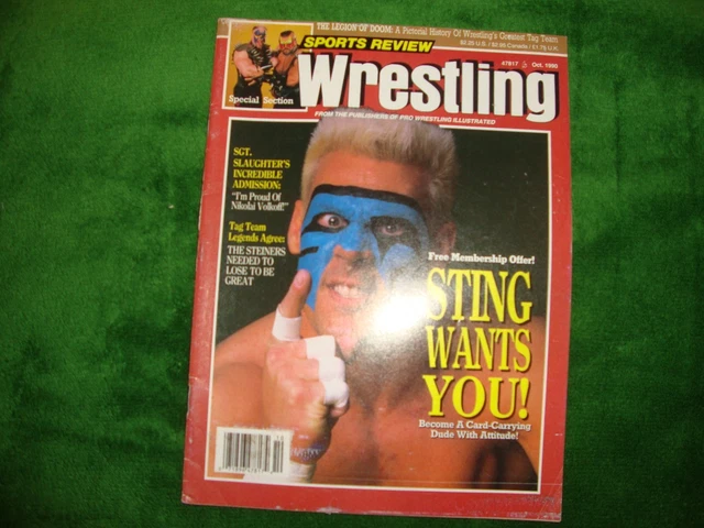 SPORTS REVIEW WRESTLING 10/1990 sting/sgt slaughter/road warriors/scott ...