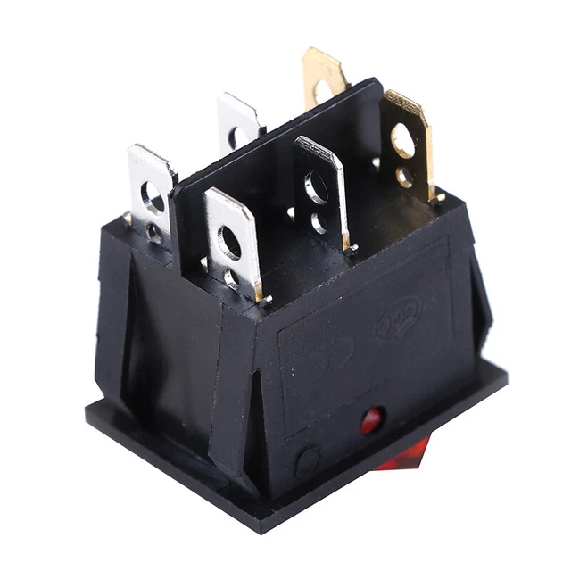 6 PIN ON/OFF double spst rocker boat switch 250V/15A 125V/20A red green ...