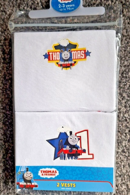 BOYS THOMAS THE Tank Engine Train Pack of 2 Children Vests. 18 Months ...