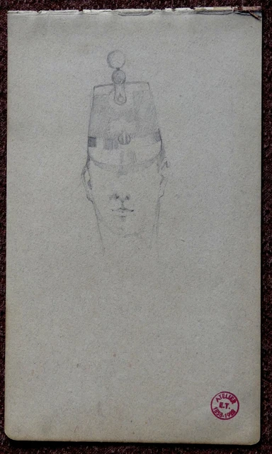 DESSIN ANCIEN ETUDE Portrait Homme Militaire Militaria Emile THIVIER ...
