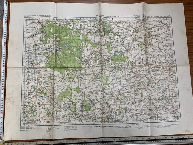 ORIGINAL WW2 BRITISH Army RAF Home Guard Map 1940 - Thetford EUR 18,21 ...