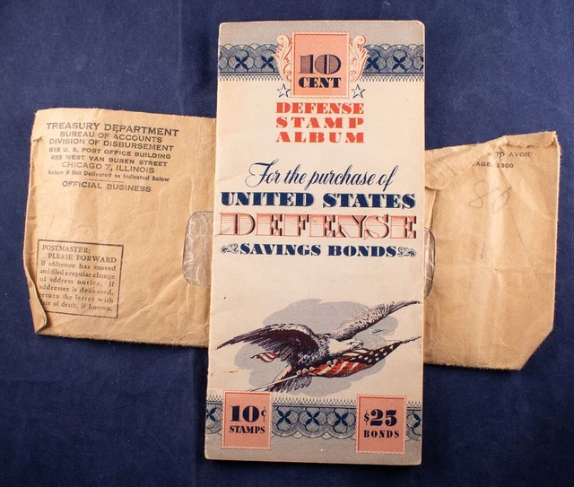 WORLD WAR 2 Savings Bond 10 Cent Defense Stamp Album W 20 Stamps world-war-2-savings-bond-10-cent-defense-stamp-album-w-20-stamps